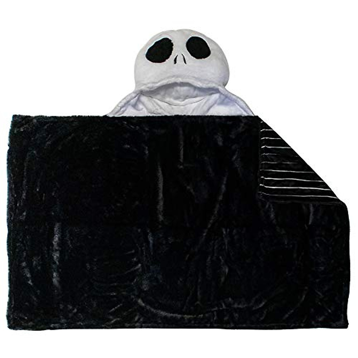 Jay Franco Disney Nightmare Before Christmas Jack Skellington Hooded Blanket – 2-in-1 Wearable Kids Plush Blanket - Fade Resistant Polyester, 50" x 30" (Offical Disney Product)