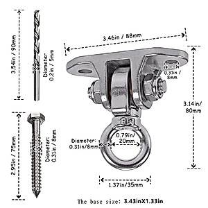 Yyiwhmy Heavy Duty Swing Hanger 360°+180°Silent Permanent Antirust for Swing Set Accessories Hammock 1200Capacity Porch Playground Indoor/Outdoor