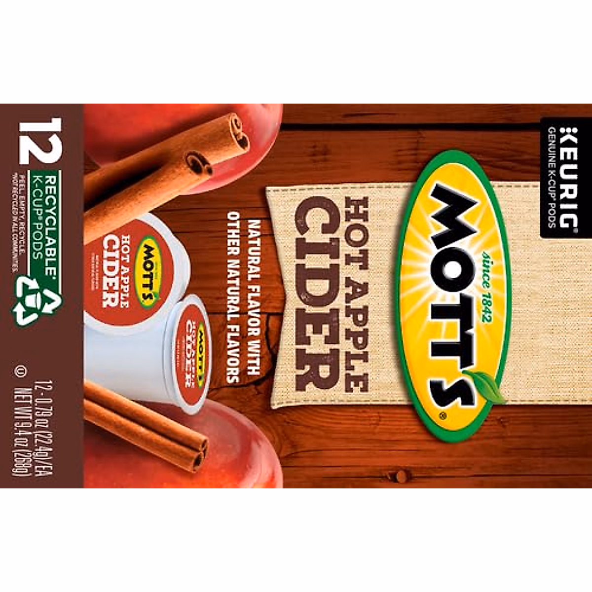 Mott's Hot Apple Cider, Keurig Single-Serve K-Cup Pods, 12 Count