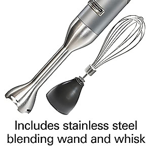 Hamilton Beach Professional Electric Immersion Hand Blender with Variable Speed + Whisk, 300 Watts, LED Screen, Stainless Steel (59750)