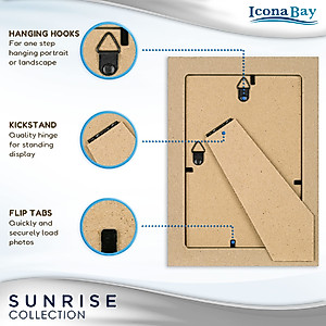 Icona Bay - 4x6 Black Picture Frame - Painted Solid One-Piece Wood Composite, Modern Farmhouse - Sunrise Collection