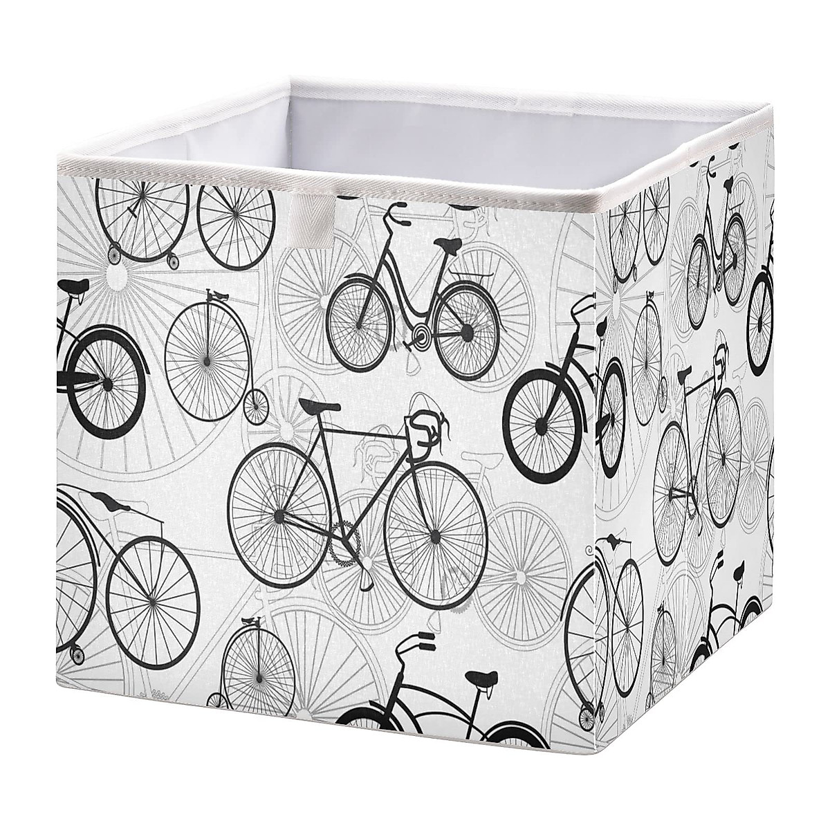 Kigai Storage Basket Cubes 11 In ,Bicycle Bike Print Foldable Fabric Bins Shelves Toy Storage Box Closet Organizers for Nursery,Utility Room, Storage Room179