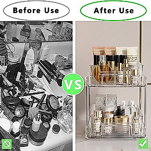 Lovelyduo 2 Tier Clear Dividers Organizer, MultiUse Slide-Out Storage Container, Kitchen, Pantry, Medicine Cabinet Storage Bins, Bathroom, Vanity Makeup, Under Sink Organizing