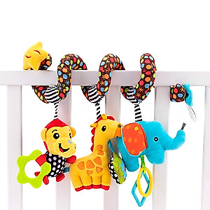 NUOBESTY Baby Car Seat Toys, 1 Pc Baby Stroller Toys Spiral Wrap Hangings Rattle Toy Hanging Rattles Toy Travel Learning Toy for Newborn