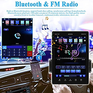 Roinvou Single Din Car Stereo Radio 9.5'' Movable Vertical Touch Screen with Carplay Android Auto Bluetooth FM Radio Mirror Link Backup Camera Support Video Playback SWC DVR USB AUX TF