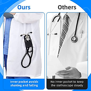 Leather Stethoscope Holder Hip Clip - Black Stethoscope Holster with Inner Pocket & Velcro Closure for Doctors/Nurses/Scrubs/EMT