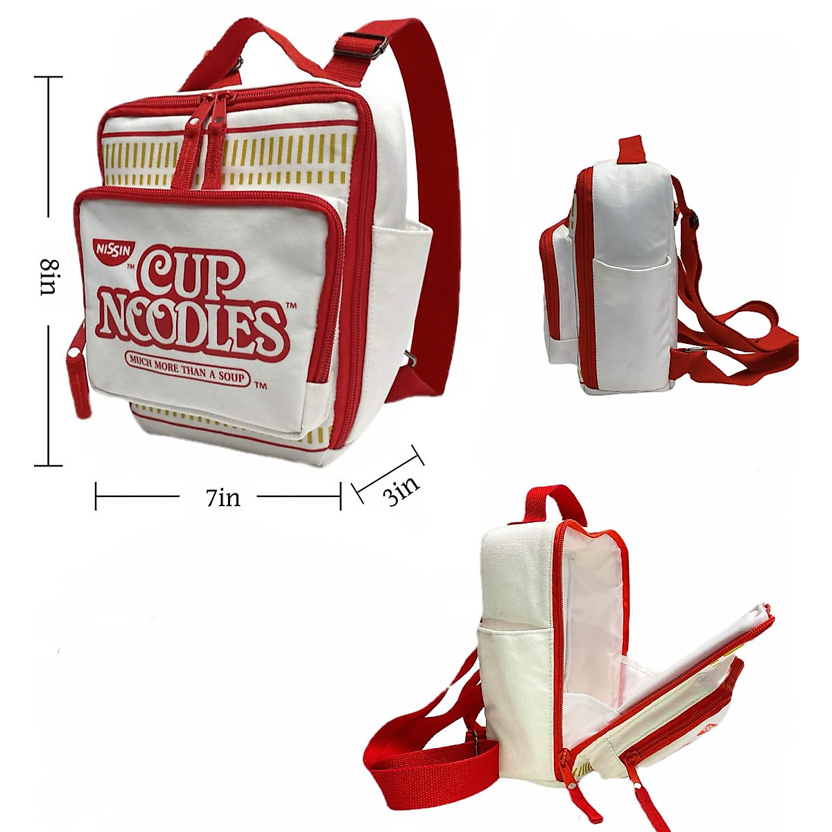 Nissin Cup Noodles Cup Noodles Mini Backpack, Red/White, 7”W x 8”H x 3”D (9607)