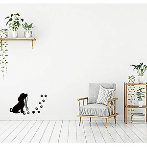 Fencosyn Dog Paw Prints Vinyl Wall Decal Removable Pet Stickers for Kids Boys Girls Baby Nursery Bedroom Decor