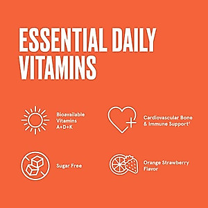 Bulletproof Sugar-Free Orange Strawberry Vitamins A+D+K Gummies, 60 Count, Keto Supplement for Heart, Bone and Immune Support
