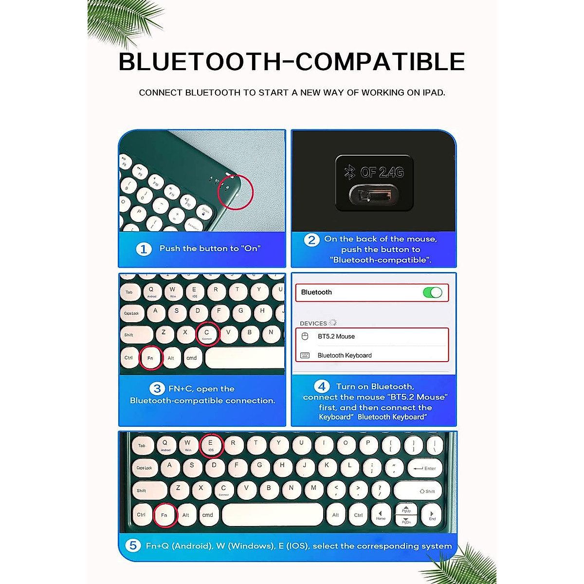 Ultra Slim Retro Bluetooth Keyboard and Mouse Combo,Compact Rechargeable Wireless Keyboard and Mouse for iPad,iPad Mini,iPad Air iPad Pro,iPhone,Windows Android Tablet Smartphone (Black)