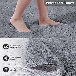 FVVRAX Fluffy Large Area Rug for Bedroom Living Room, 4x6 Grey Rug Shaggy Carpet for Bedroom, Soft Fuzzy Shag Carpet for Kids Boys Girls Room, Plush Throw Nursery Rug for College Dorm Home Decor