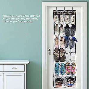 Crystal Clear Over The Door Hanging Shoe Organizer Oxford Cloth Toy Hanging Storage Rack Space Saver 22 Pockets