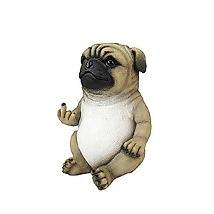 Pug Life Cheeky Middle Finger-Flipping Pug Dog Hand Painted ResinStatue - Adorable 6.75-Inch Decorative Figurine for Your Home, Office, and Garden Display