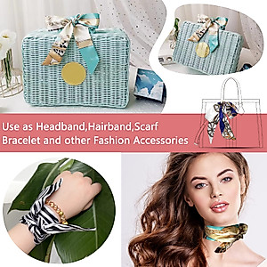 RainFlowwer Fashion Scarf Handle Bag Hair Tie Headband, 12Pcs Neckerchief Package Hair Head Band for Purse Decor, Neck Scarf Skinny Scarfs for Women Hair Bracelet