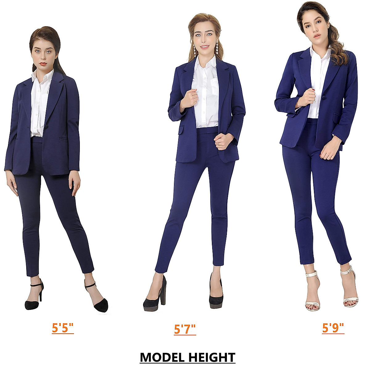 Marycrafts Women's Business Blazer Pant Suit Set for Work 12 Navy