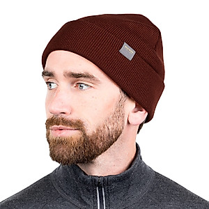 MERIWOOL Beanie for Men and Women - Merino Wool Blend Ribbed Knit Winter Hat Wine