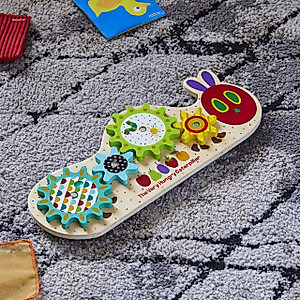 KIDS PREFERRED World of Eric Carle The Very Hungry Caterpillar Montessori Spinning Wooden Gears Toy with Colorful Non-Removable Gears