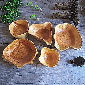 Creative Wood Bowl Root Carved Bowl Handmade Natural Real Wood Candy Serving Bowl (12"-14")