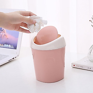 HERCHR Mini Trash Can, Desktop Trash Can with Swing Lid Tabletop Wastebasket Plastic Countertop Garbage Can Tiny Waste Garbage Bin for Home Office(Green)