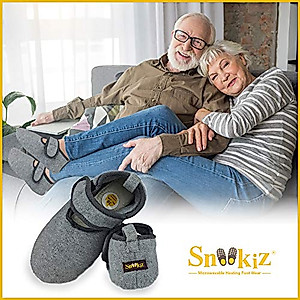 Snook-Ease Mary Jane Style Heated Slippers - Thick Warm Winter Feet Warmers with Microwavable Heatable Inserts – Heated Slippers Foot Heater for Cold feet – Heated Foot Warmers (Grey, Women 6-10)