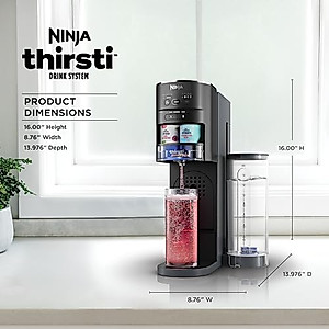 Ninja Thirsti Drink System, Soda Maker, Create Unique Sparkling & Still Drinks, Personalize Size & Flavor, Carbonated Water Machine, 60L CO2 Cylinder & Variety of Flavored Water Drops, Black WC1001