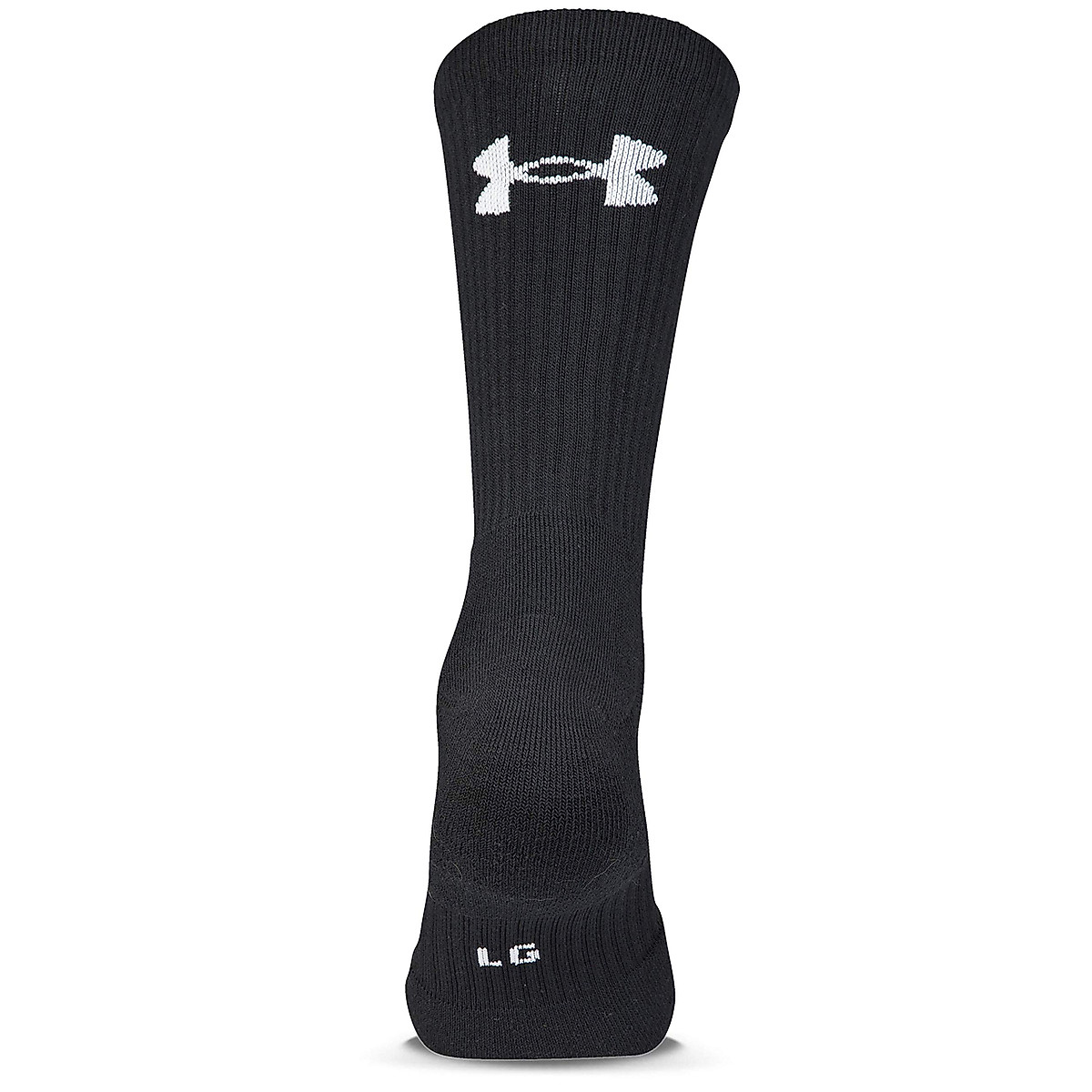 Under Armour Train Crew Socks, 2-Pair, Black, Shoe Size: Mens 4-8, Womens 6-9