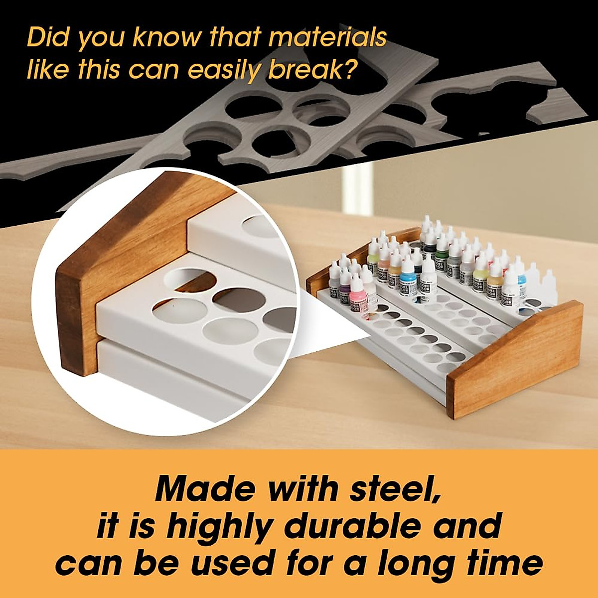 J JACKCUBE DESIGN Craft Paint Bottle Organizer Storage Holder Rack Stand for 63 Army Kits Acrylic Paint, 3 Tier Craft Supply Tools Display -MK1032A