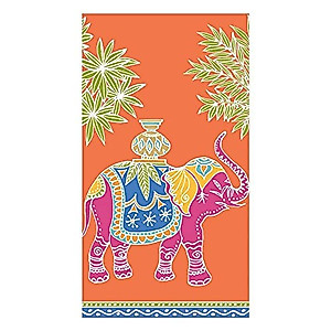 Caspari Royal Elephant Paper Guest Towel Napkins in Orange, Pack of 15