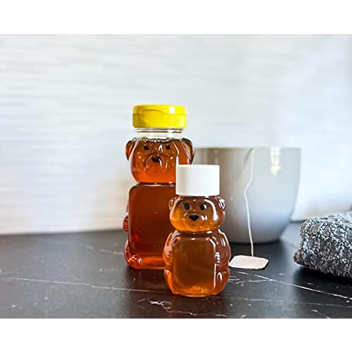 CLEARVIEW CONTAINERS | 8 Ounce Honey Bears with Flip Top Lid | Perfect for Holidays, Baby Shower Gifts, Beekeeping, Honey Dispensing (Yellow 8 Ounce Bear, 24 Pack)