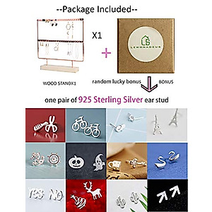 lemonadeus Earrings Organizer Jewelry Display Wood Stand (44 Holes 2 Layers) (rose gold)