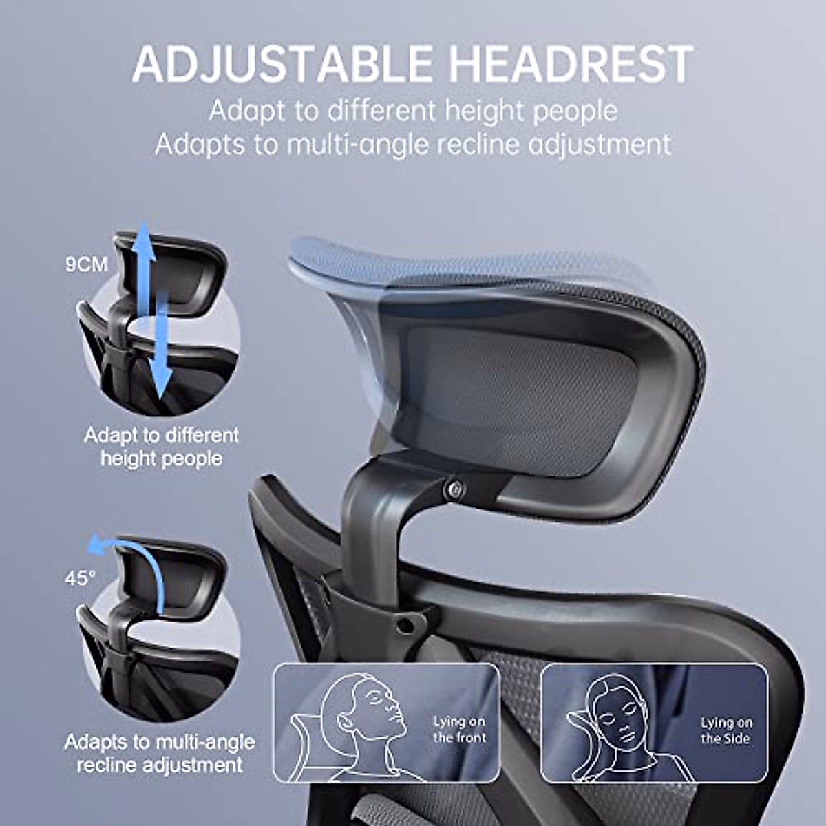 XUER Ergonomic Office Chair - Home Office Desk Chair with Footrest, Breathable Mesh Design High Back Computer Chair, Adjustable Headrest and Lumbar Support (Black)