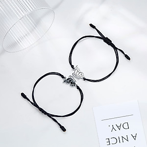 JENDEAR Friendship Bracelets Best Friend Matching Bracelets, Butterfly Handmade Rope Bracelet Meaningful Gifts for Women