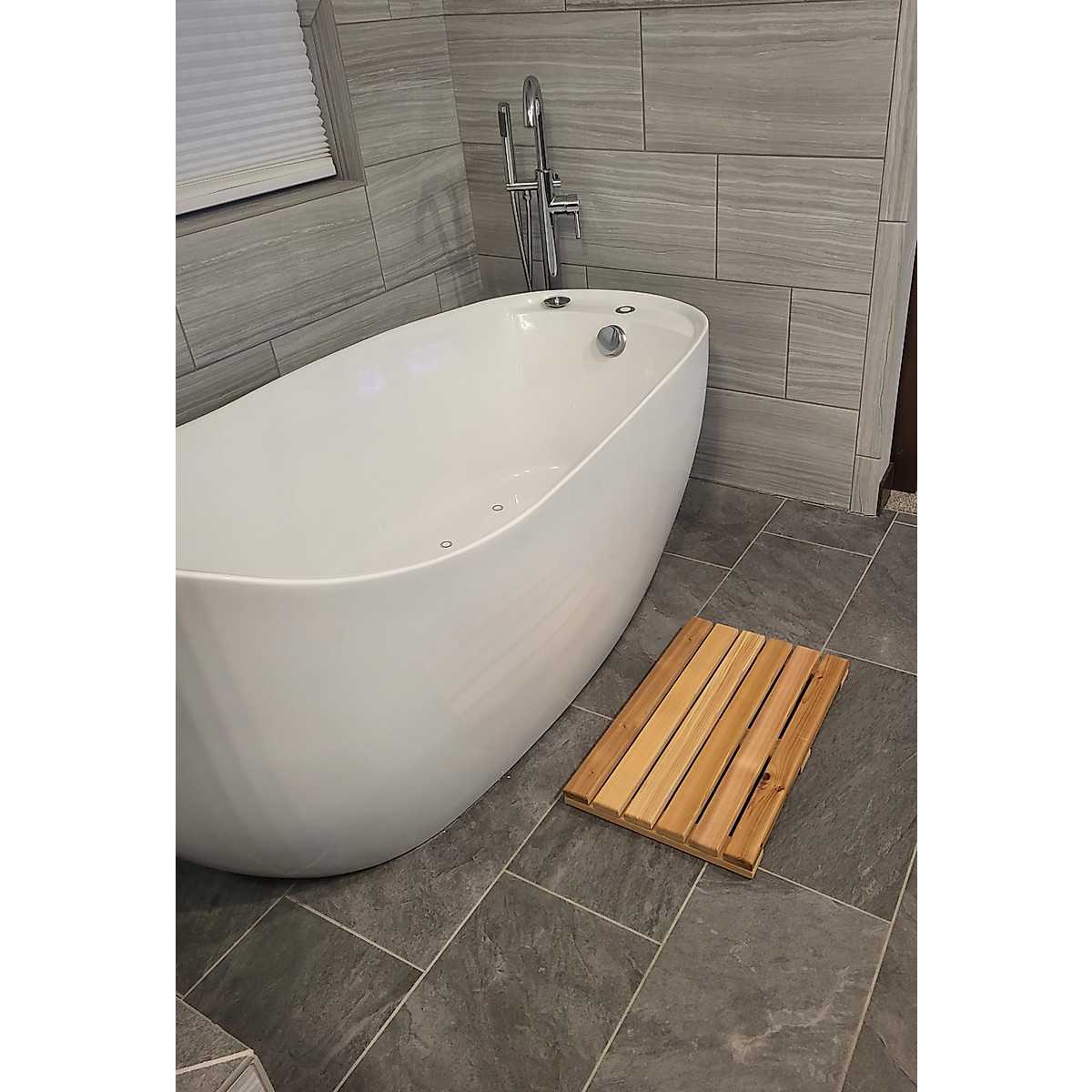 Sauna Fauna 100% Western red Cedar Wooden Bath or Shower mat Cedar Sauna Floor Panel, Also for Patio hot tub or spa, Great for RVing and Outdoor Showers 22.5" x 14"