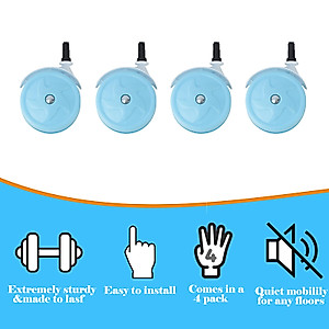 BAYWYI Baby Walker Wheels Replacement, Set of 2, Baby Walker Accessories, Plastic Rubber Wheels Casters, Universal Wheels, Blue-3, 8mm