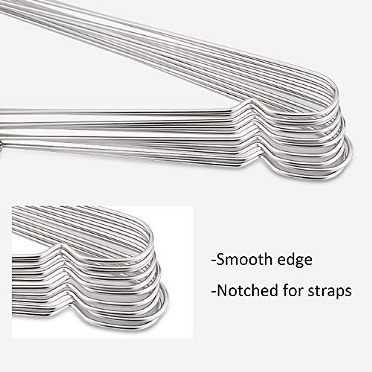 Tosnail 50 Pack Stainless Steel Strong Wire Metal Hangers Heavy Duty Clothes Hangers - 16.5"/42cm