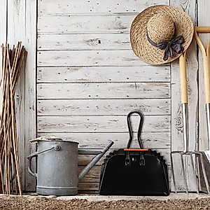 TOPZEA 2 Pack Black Metal Dustpan, 12 Inch Heavy Duty Steel Dust Pan with Handle Handheld Dustpan Wide Scooper for Indoor, Outdoor, Fireplace, Industrial and Commercial Use