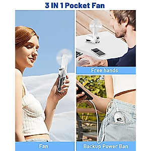 AICase portable folding small fan / USB charging treasure / mobile phone holder, silent mini fan, 2 speed, strong wind, suitable for home and office (ivory white)