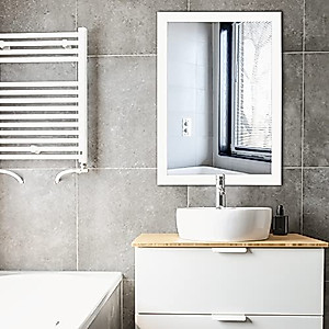 Ruomeng Rectangular Wall Mirror 20" x 28" for Bathroom, Bedroom, Entryway, Living Room, White