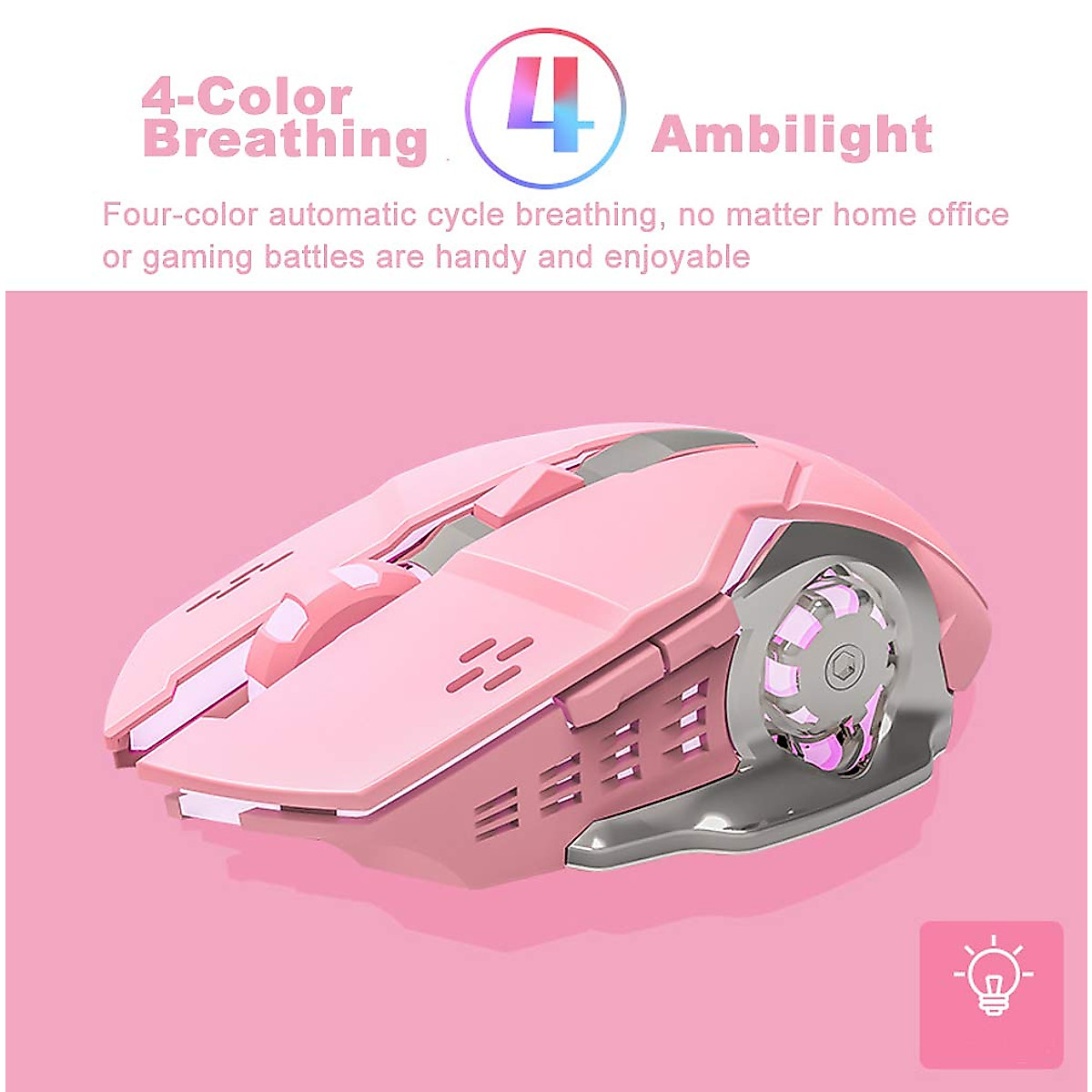 Rechargeable Keyboard and Mouse,Soke-Six 2.4G Wireless Mechanical Feel Backlit Gaming Keyboard Mice Combo Home Office Gamer Design Use for Laptop Pc Mac (Pink)