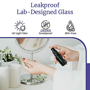 Infinity Jars Black Ultraviolet Glass Fine Mist Spray Bottle 20 Ml (.67 fl oz) Cleaning Products Refillable Containers Homemade Perfume Blends Room, Sprays Bath Beauty Hair, Screw Top Bottles