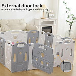 Baby Playpen Kids Activity Centre Safety Play Yard Home Indoor Outdoor New Pen (Multicolour) (Grey White)