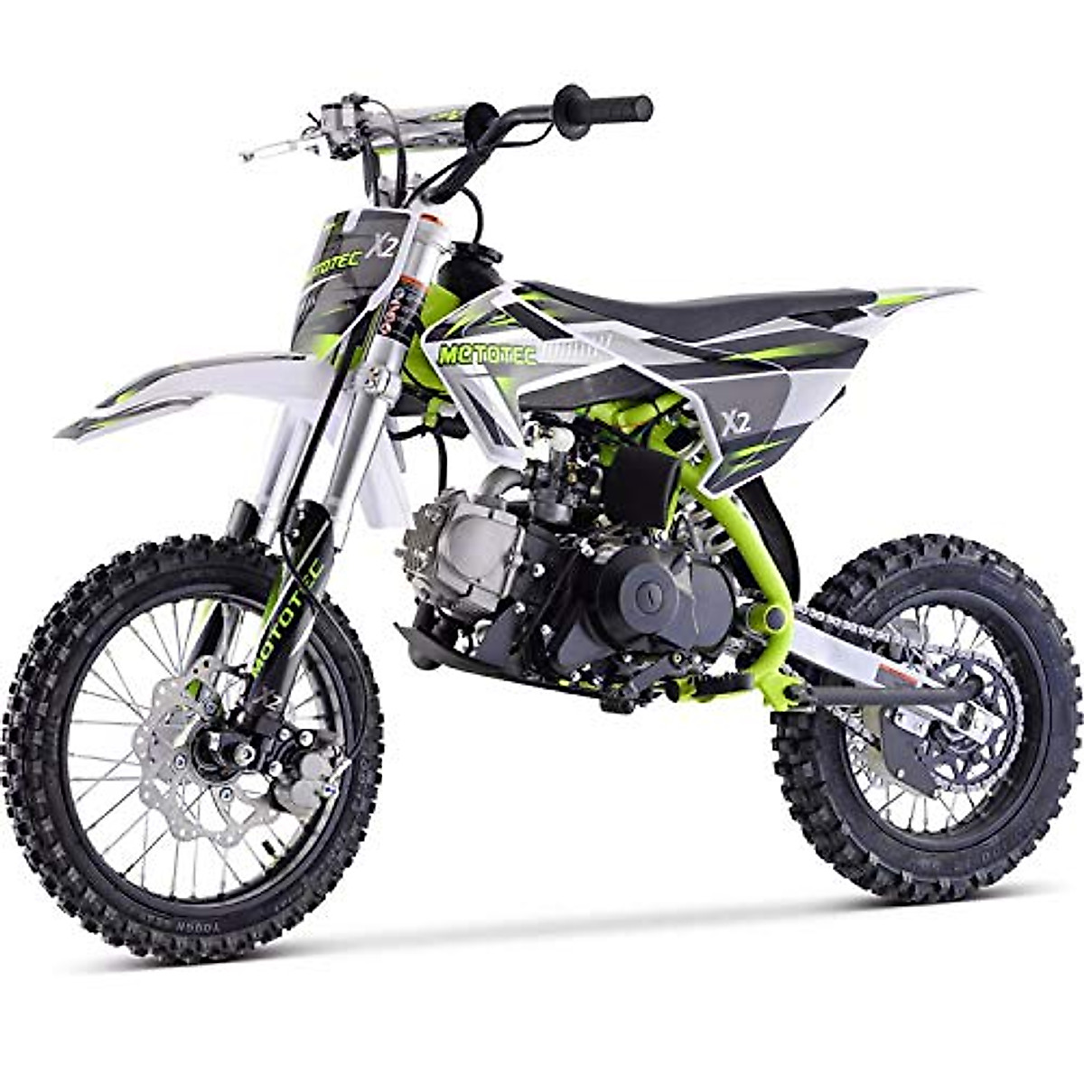 MotoTec X2 110cc 4-Stroke Gas Dirt Bike Green, 61x28x40, (MT-DB-X2-110cc_Green)