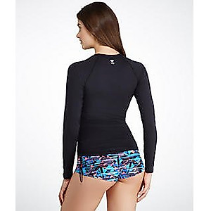 TYR Women's Belize Rashguard Long Sleeve Top, Black, Large
