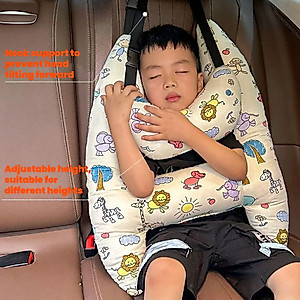 Car Pillow for Kids, H-Shape Car Seat Pillow for Kids, Portable Kids Travel Pillow, Adjustable Kids Neck Pillows for Long Trips (Dinosaur)