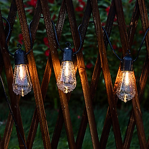 ALL FORTUNE Outdoor String Lights Powered, 25FT 20 LED Hanging Lights with ST58 Shatterproof Waterproof Bulb, Vintage Christmas for Backyard, Porch Decor, Wedding Party