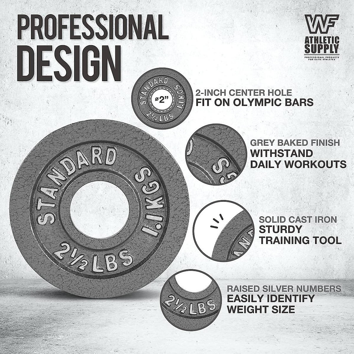 WF Athletic Supply 290lb & 300lb & 555lb Traditional/Classic Olympic Weight Plates Set with 7 ft. Olympic Barbell, Great for Strength Training, Weightlifting, Bodybuilding & Powerlifting
