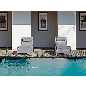 VARVIND Outdoor Patio Chaise Lounge Chairs, Chaise Lounge Outdoor Set of 2, 5 Adjustable Backrest Positions, Adjustable Patio Lounge Chair with Headrest Suitable for Poolside, Balcony,Backyard (Grey)