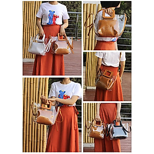 Poxas Classic PVC Jelly Bag Waterproof Clear Purse Tote Handbag Beach Shoulder Bags (Brown)