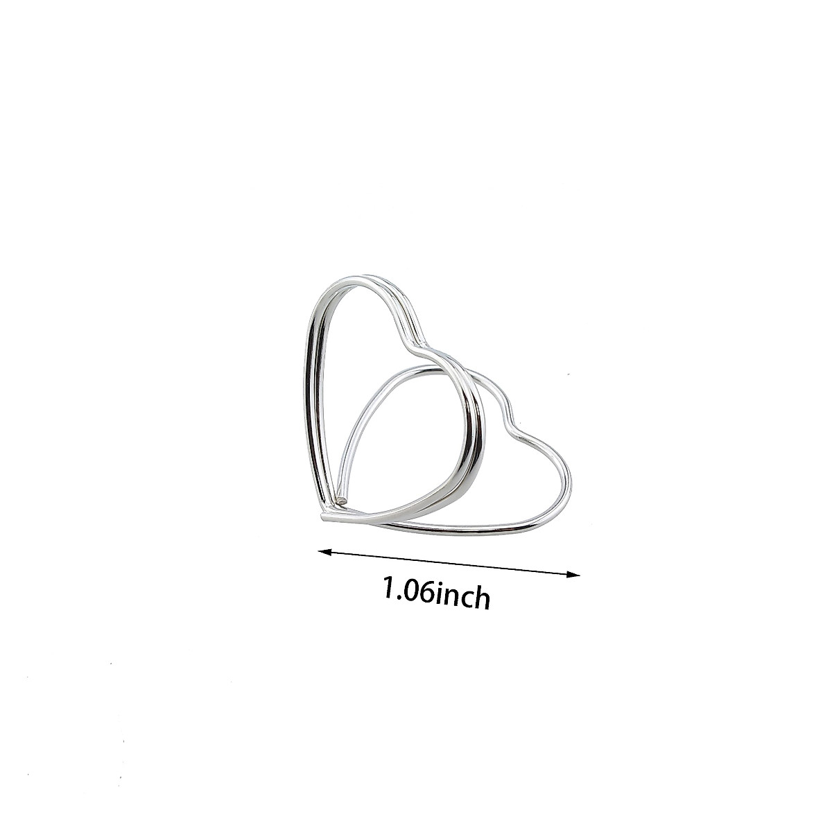 TAODAN 20PCS Silver Table Number Holders Heart Shape Place Card Holder Playing Card Holders Table Picture Stands Mini Photo Holder for Wedding Birthday Bridal Baby Shower Party