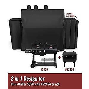 NUPICK 8080 Grill Cover for Char-Griller 5050 Duo Grill, Heavy Duty and Waterproof Grill Cover, All Weather Protection